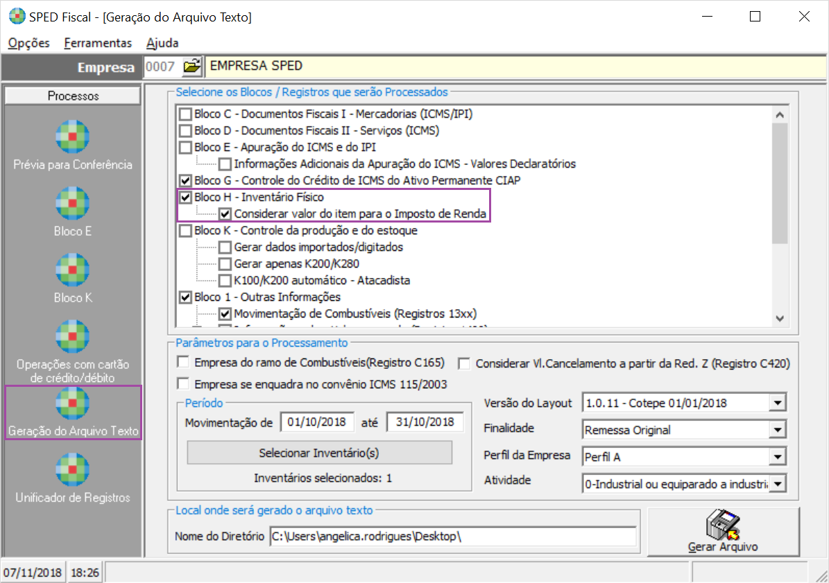 F301 - SPED Fiscal - Geração do campo 11 (VL_ITEM_IR) no Registro H010 ...