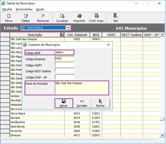 C413-Como corrigir o cód. IBGE e nome município apresentado no cadastro ...