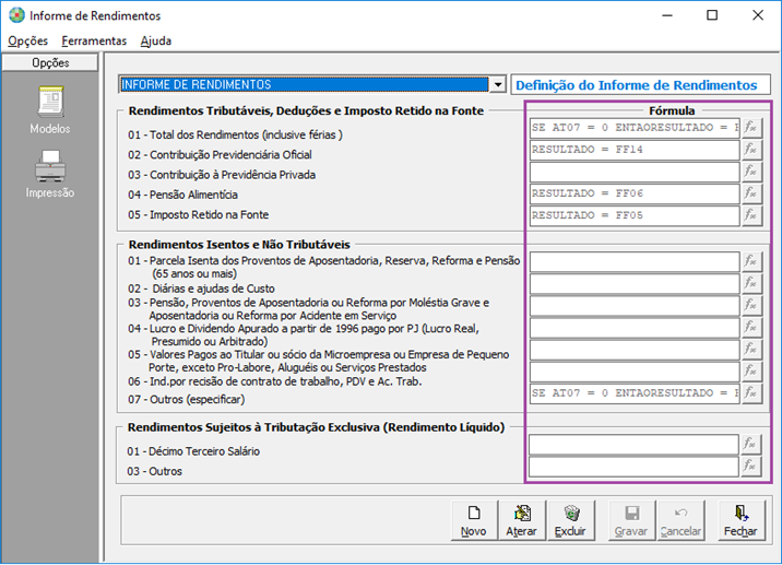 FP497 - Informe de Rendimentos - Modelo padrão de Autônomos - Base de ...