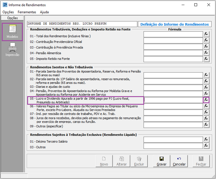 FP615 - Informe de rendimentos - Para sócios de empresas com regime de ...