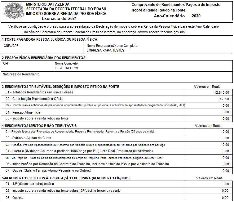 FP857 - Informe de Rendimentos - Novos modelos para impressão - Base de ...