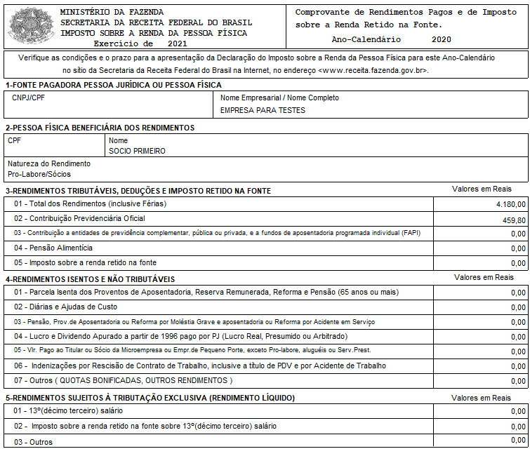 FP857 - Informe de Rendimentos - Novos modelos para impressão - Base de ...