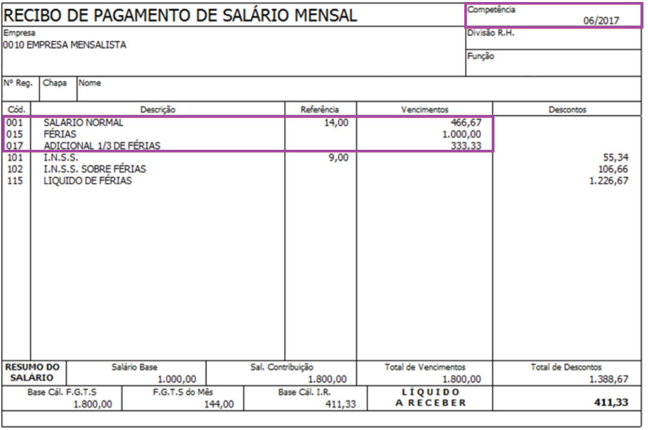 FP920 - Folha de Pagamento Mensal - Liberação de Férias - Cálculo do ...