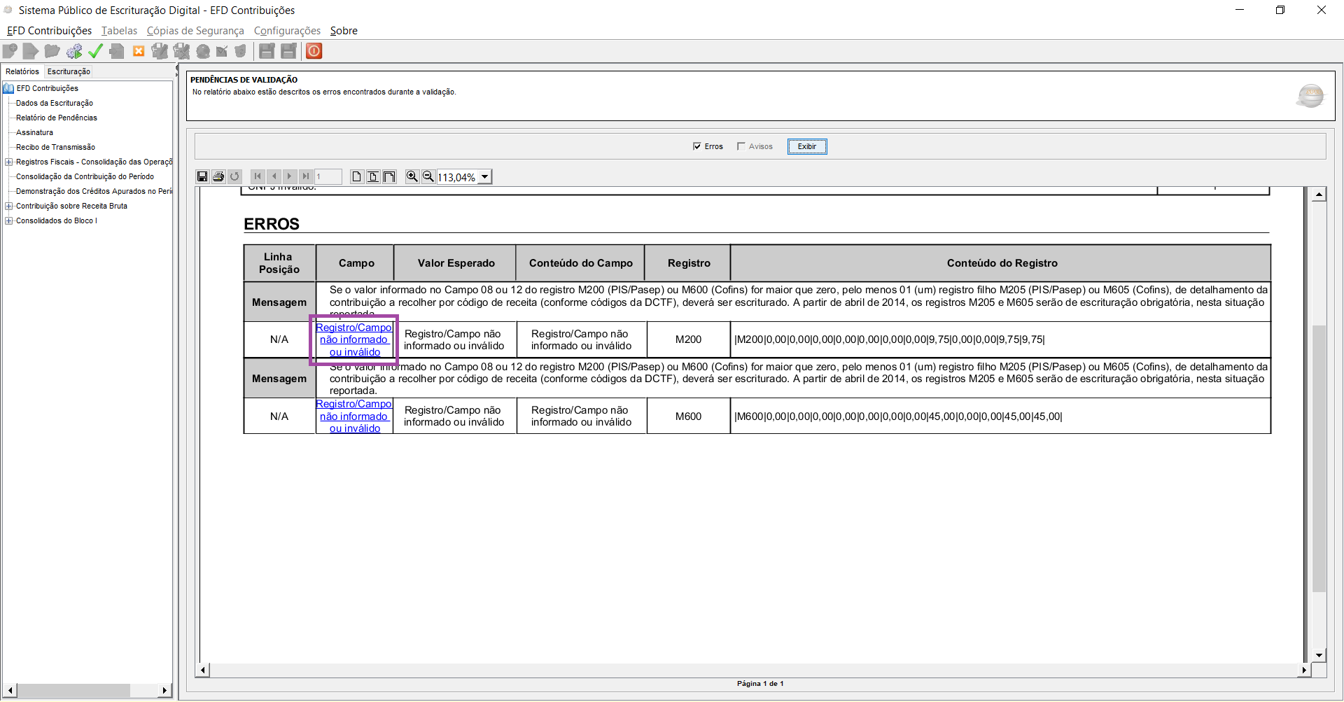 F800 - EFD Contribuições - Como inserir informações nos registros M205 ...