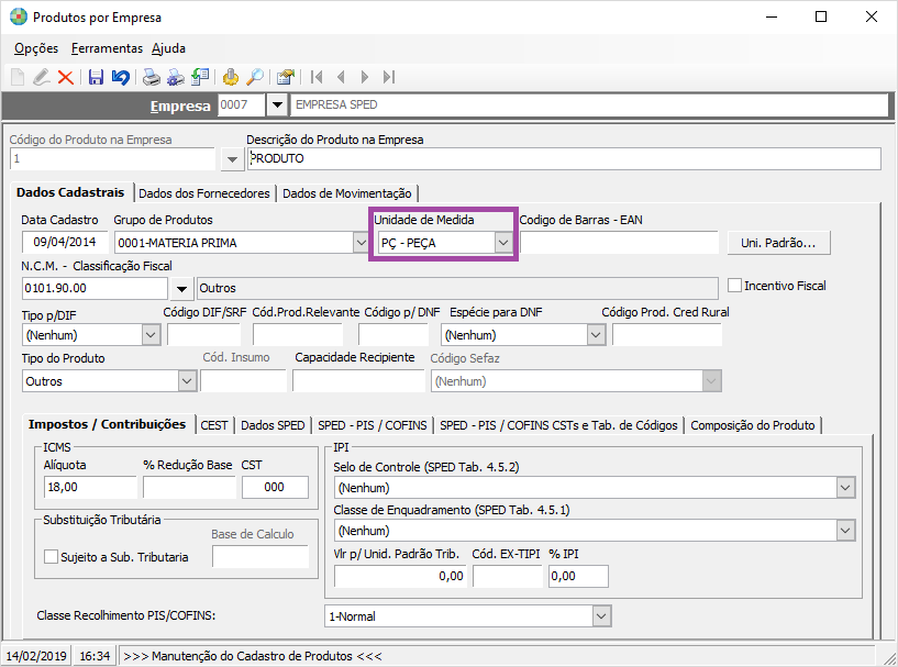 F838 - EFD Contribuições - Registro 0200 (6 – unid_inv) campo ...