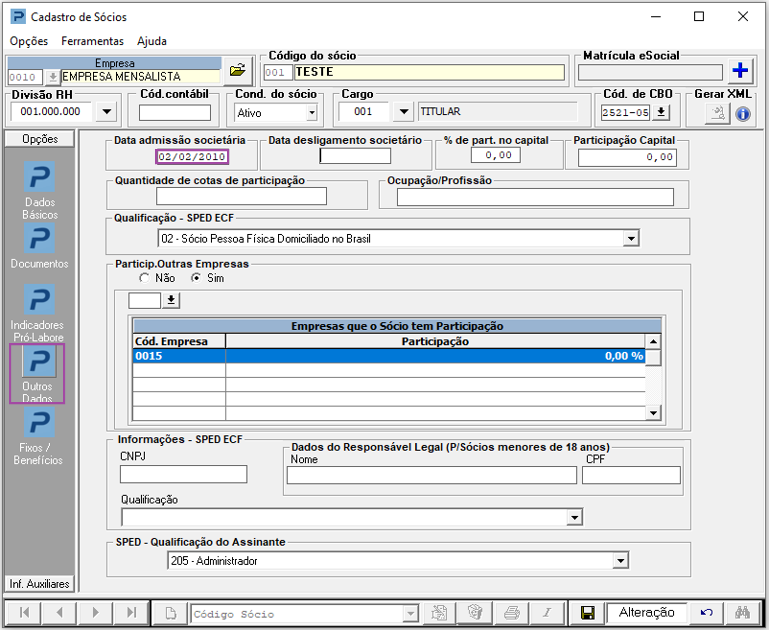 FP1138 - Controle de Sócios - Ao gerar recibo de pro-labore é ...