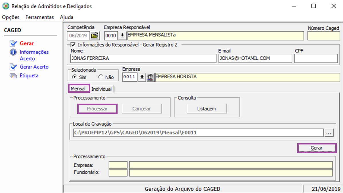 FP1175 - CAGED - nenhuma ocorrência encontrada - Base de Conhecimento ...