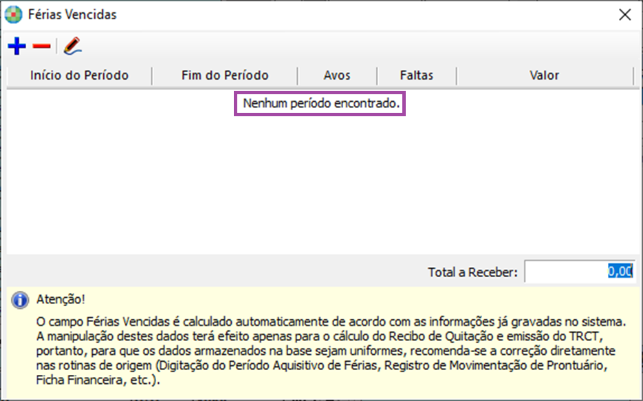 FP1579 - Quitação - TRCT Campo 66.1 Férias Venc. Per. Aquis. - Base de ...