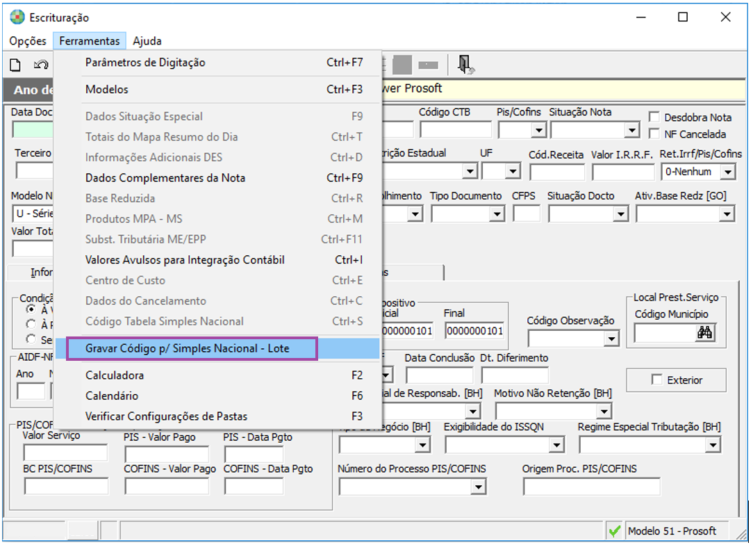 F987- Código do simples nacional em notas de serviço - Base de ...