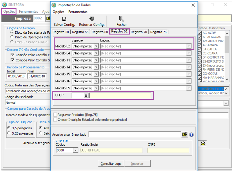 F1080 - Como importar nota fiscal modelo 2 pelo Sintegra - Base de ...