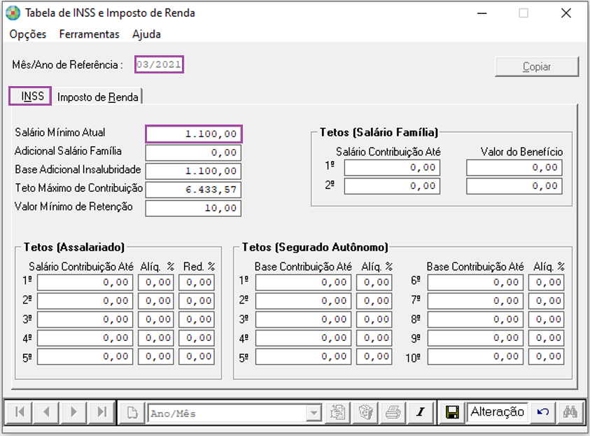FP2631- Contrato Verde e Amarelo - Base isenta com valor inferior à um ...