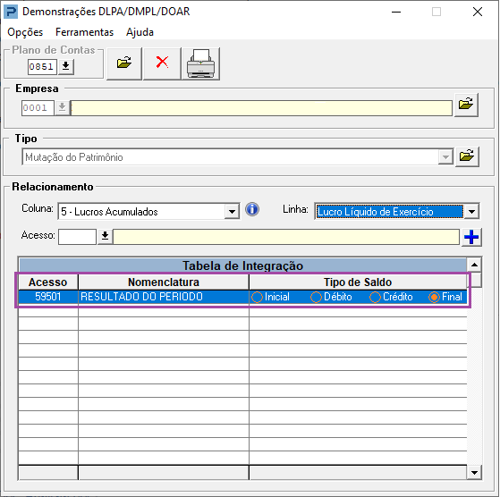 C1430-DMPL - Importando o valor da conta 'Resultado do Período' como ...