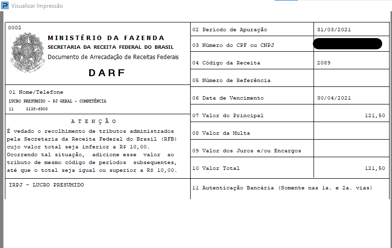 C1463-SICALCWEB - Emissão de DARFs Sem Código de Barras - Base de ...