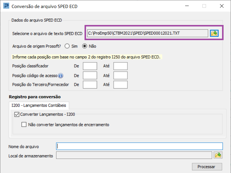C1533 - SPED ECD - Conversão arquivo para lançamentos contábeis - Base ...